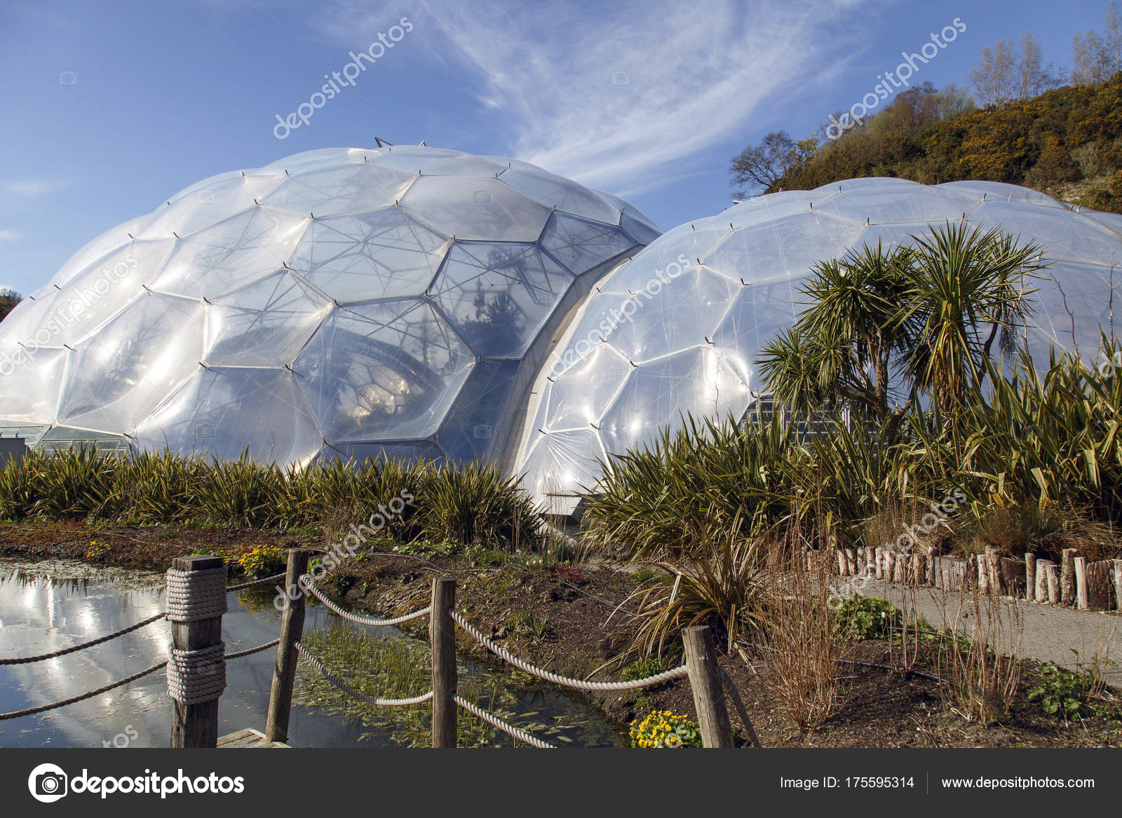 Austell Cornwall United Kingdom April 2016 View Biomes Eden Project ...