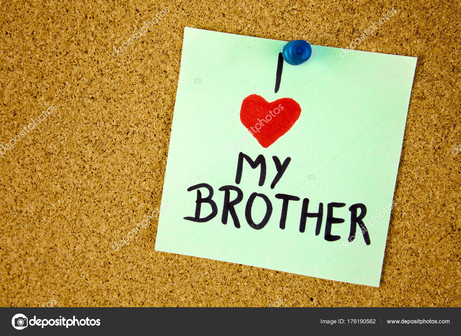 I love my brother text on sticky note over notice board. room for text ...
