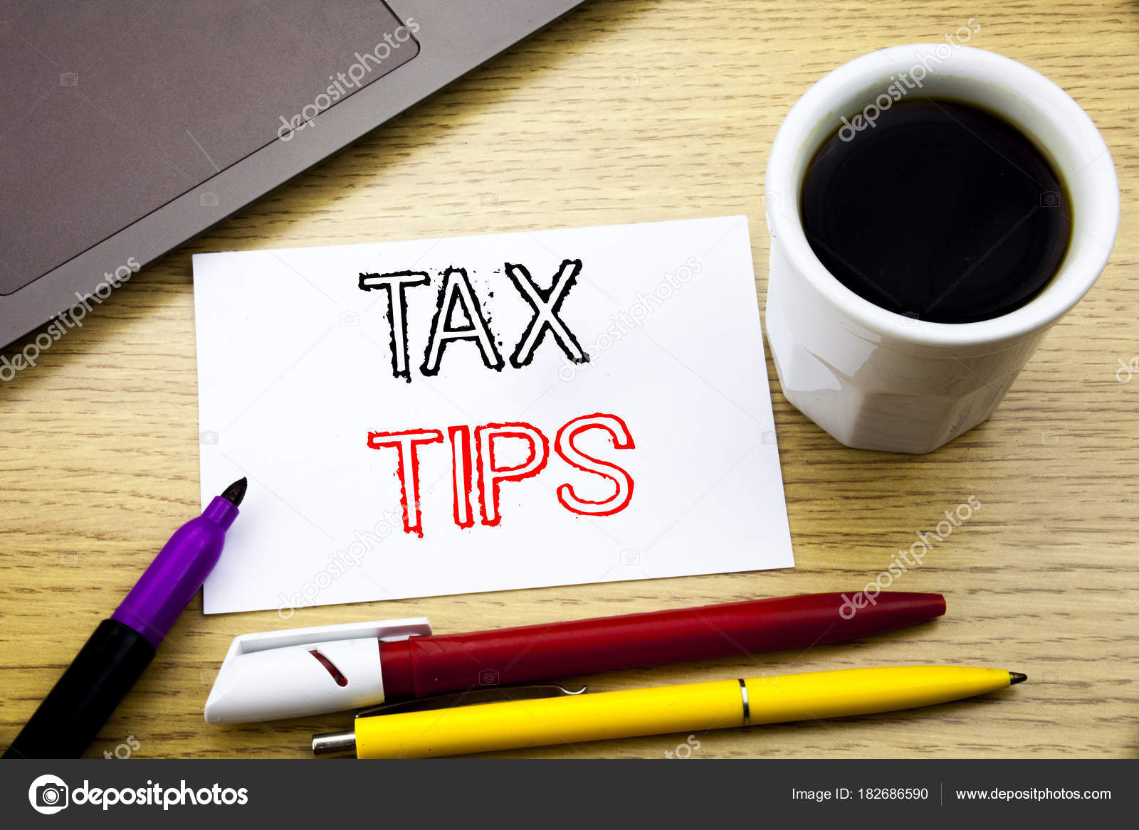 Handwritten text caption showing Tax Tips. Business concept writing for ...