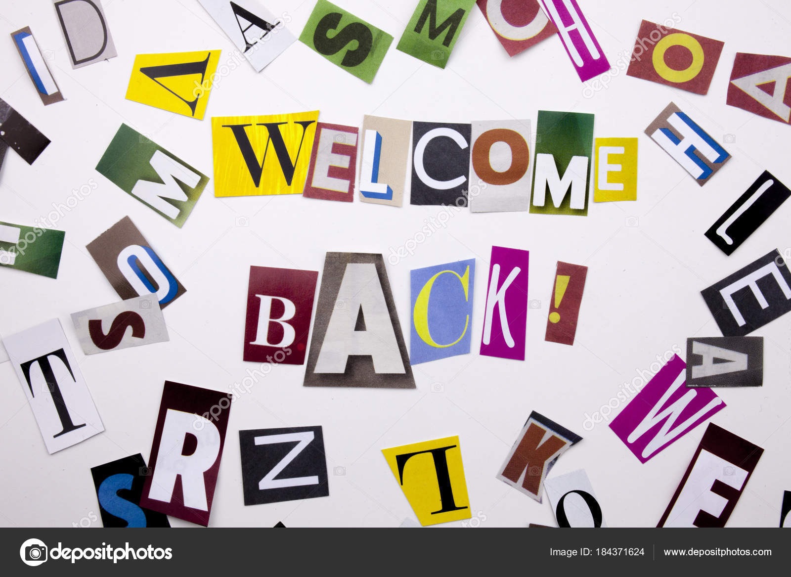 A word writing text showing concept of WELCOME BACK made of different ...