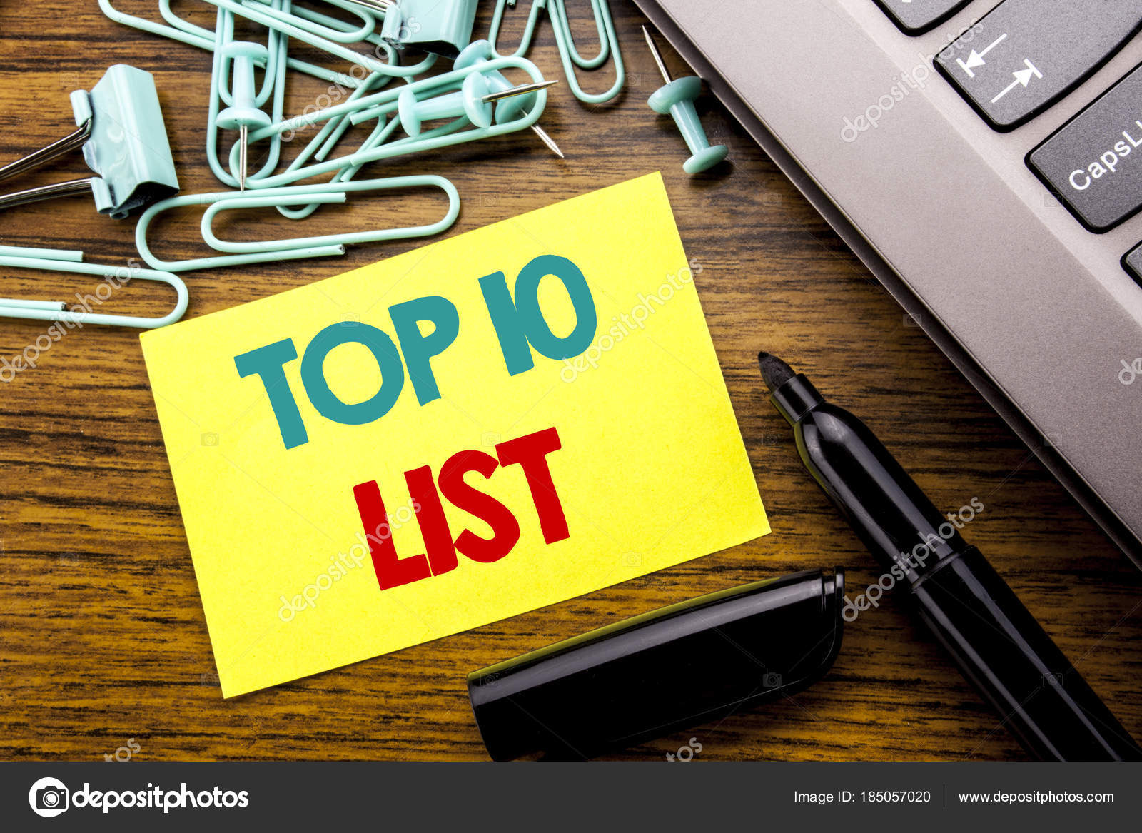 Handwriting Announcement text showing Top 10 Ten List. Business concept ...