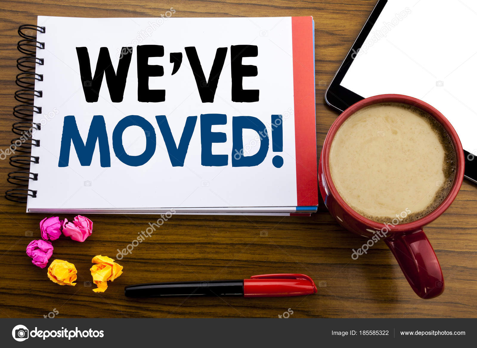 Handwritten text showing We Have Moved. Business concept writing ...