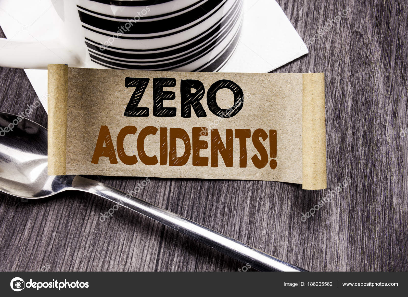 Handwriting Announcement text showing Zero Accidents. Business concept ...