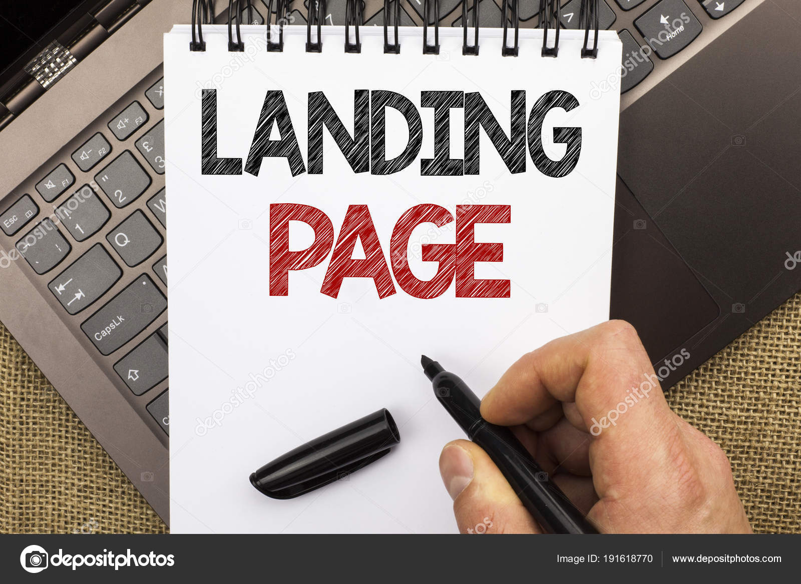 Word writing text Landing Page. Business concept for Website accessed by clicking a link on ...