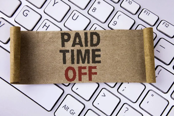Conceptual hand writing showing Paid Time Off. Business photo ...