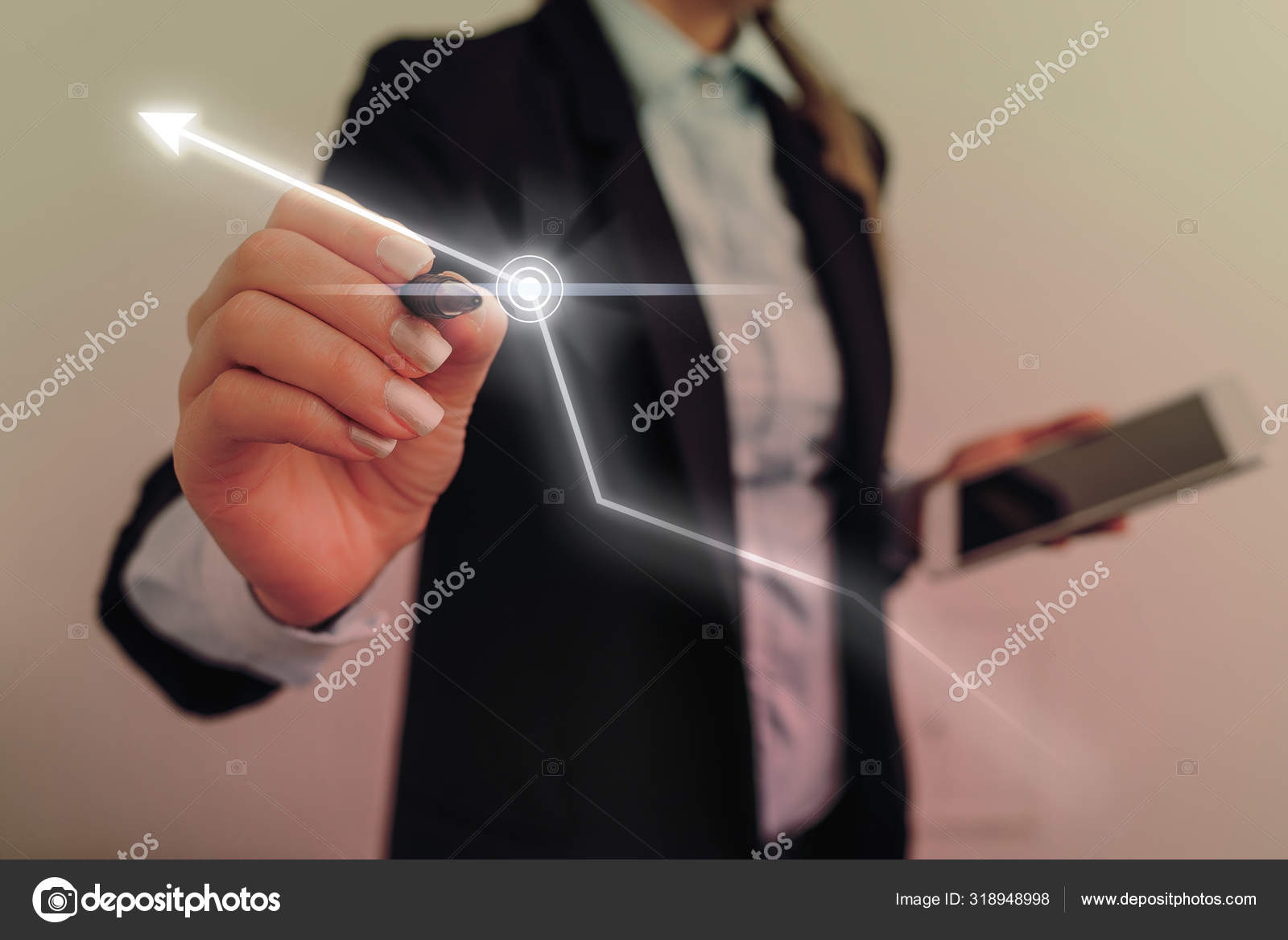 Female human presenting a presentation using the latest sophisticated ...