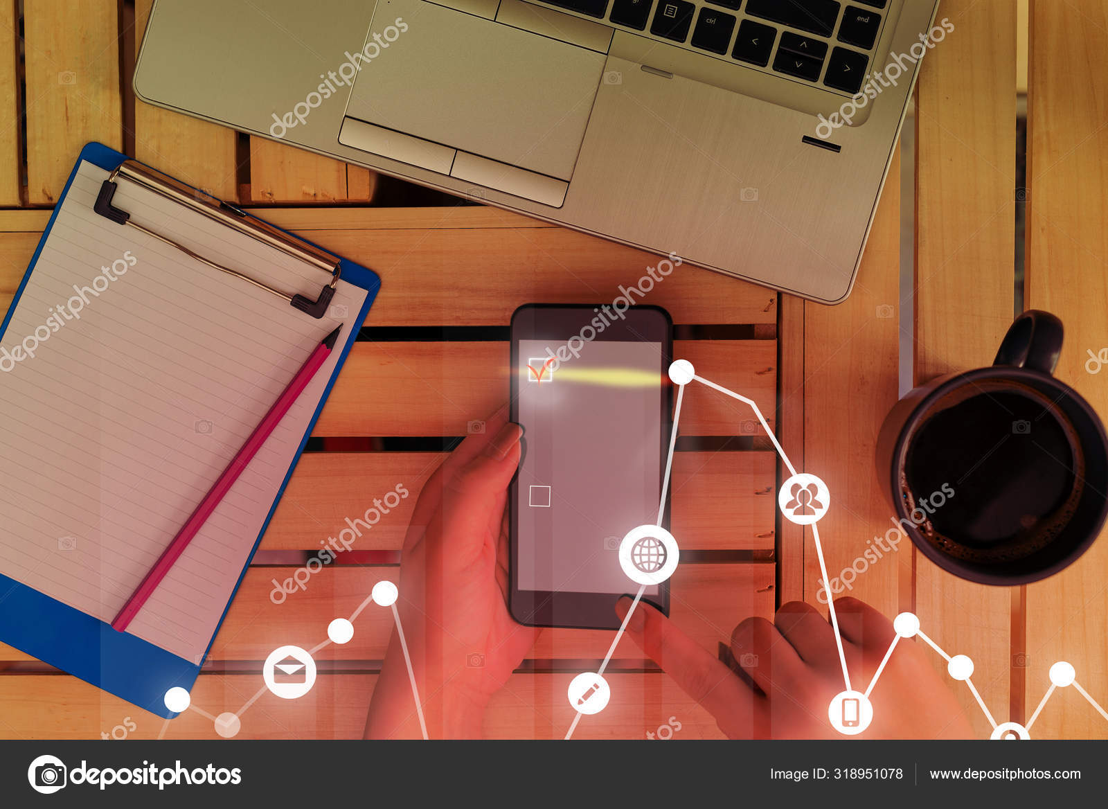 Photo of network system in modern technology smart gadget device ...