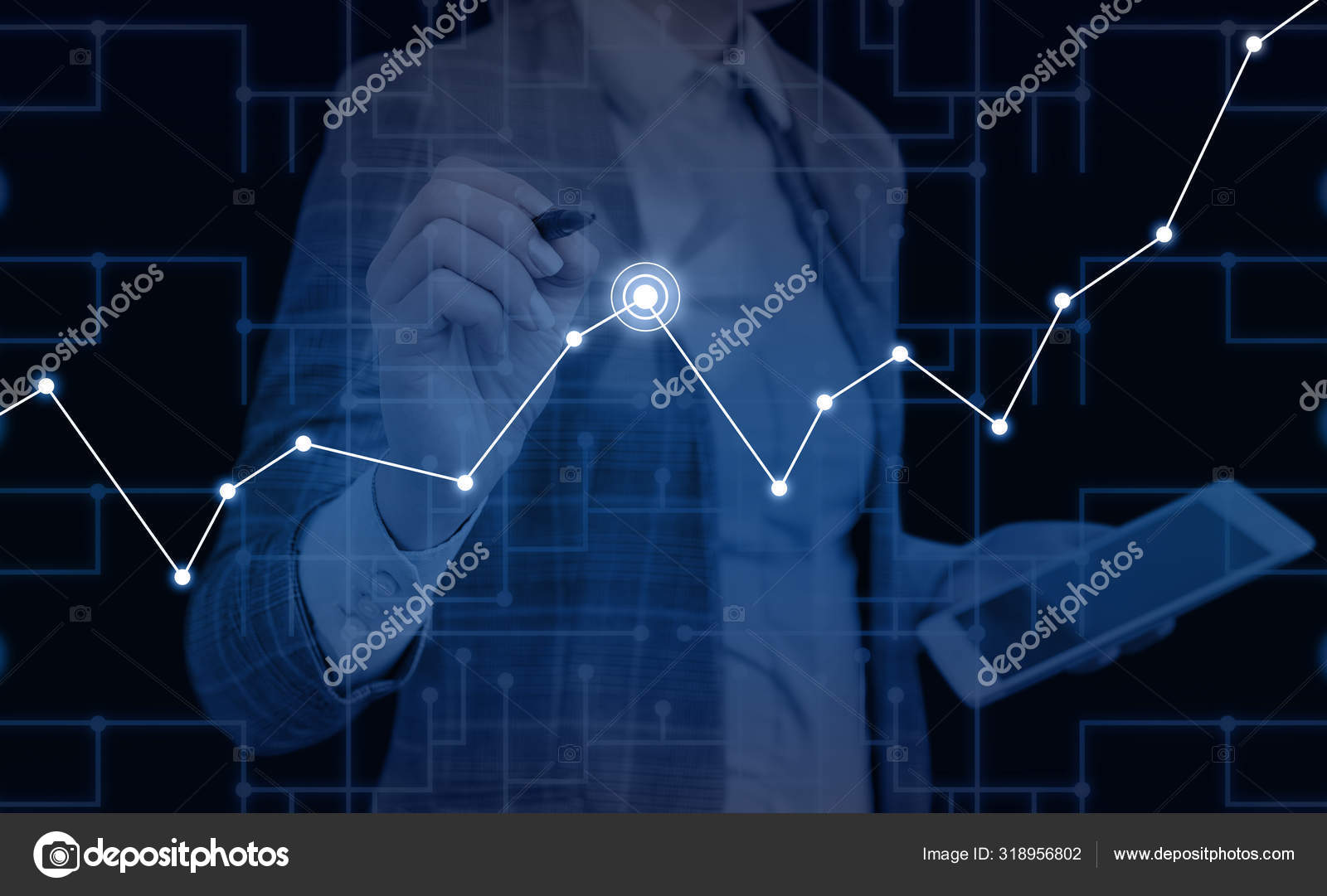 Female human presenting a presentation using the latest sophisticated ...