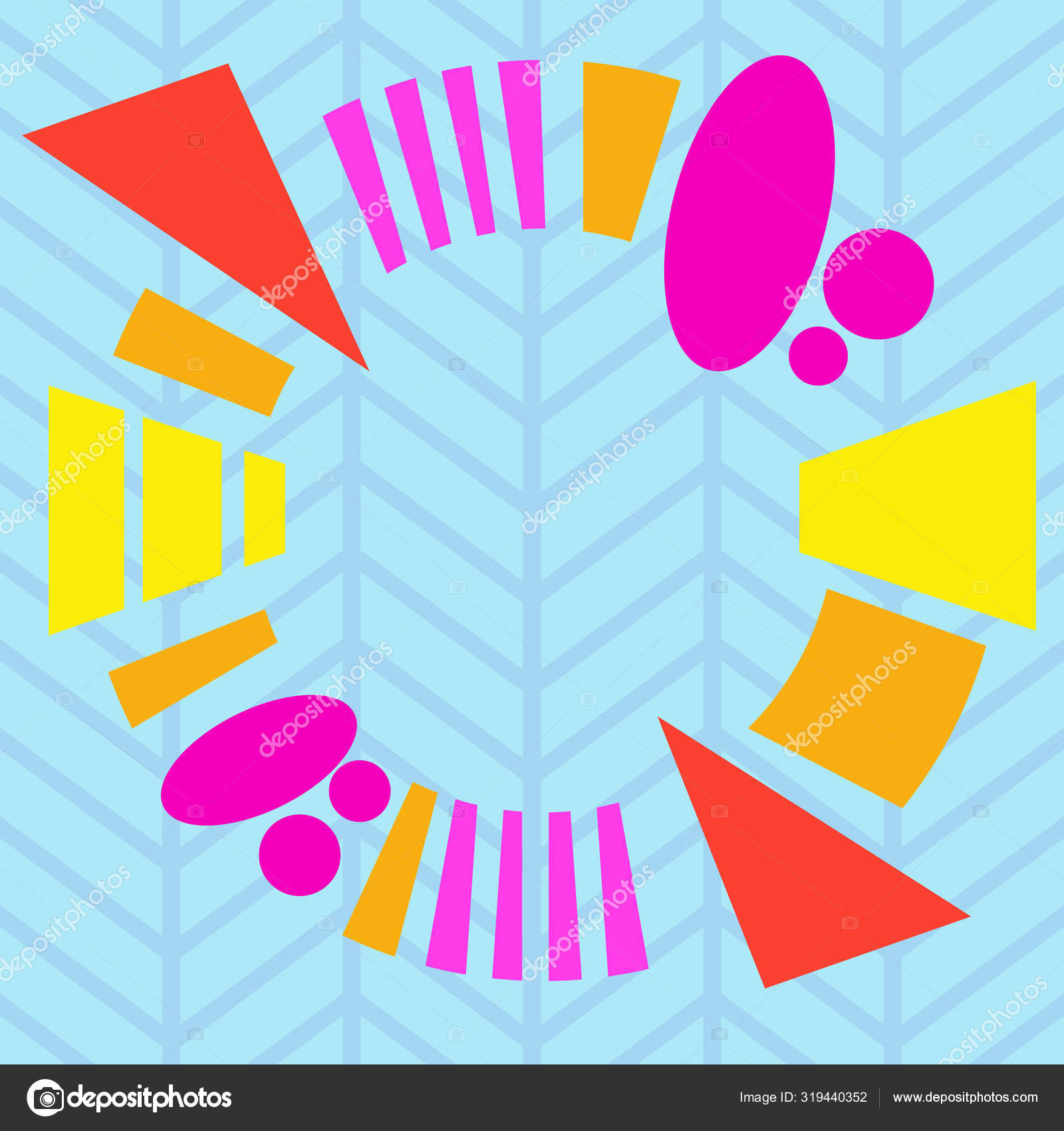 Asymmetrical unequal shaped form format of colourful thing object ...