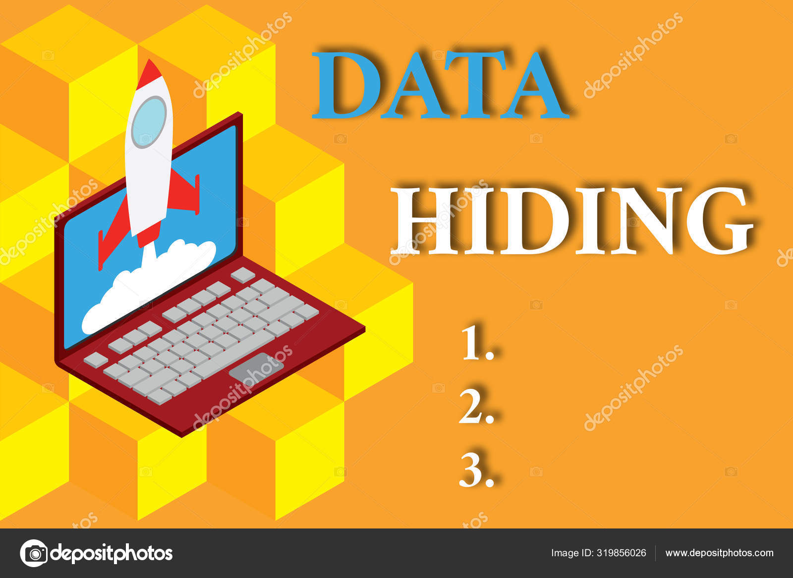 Word writing text Data Hiding. Business concept for Secretly embedding data in graphics images ...