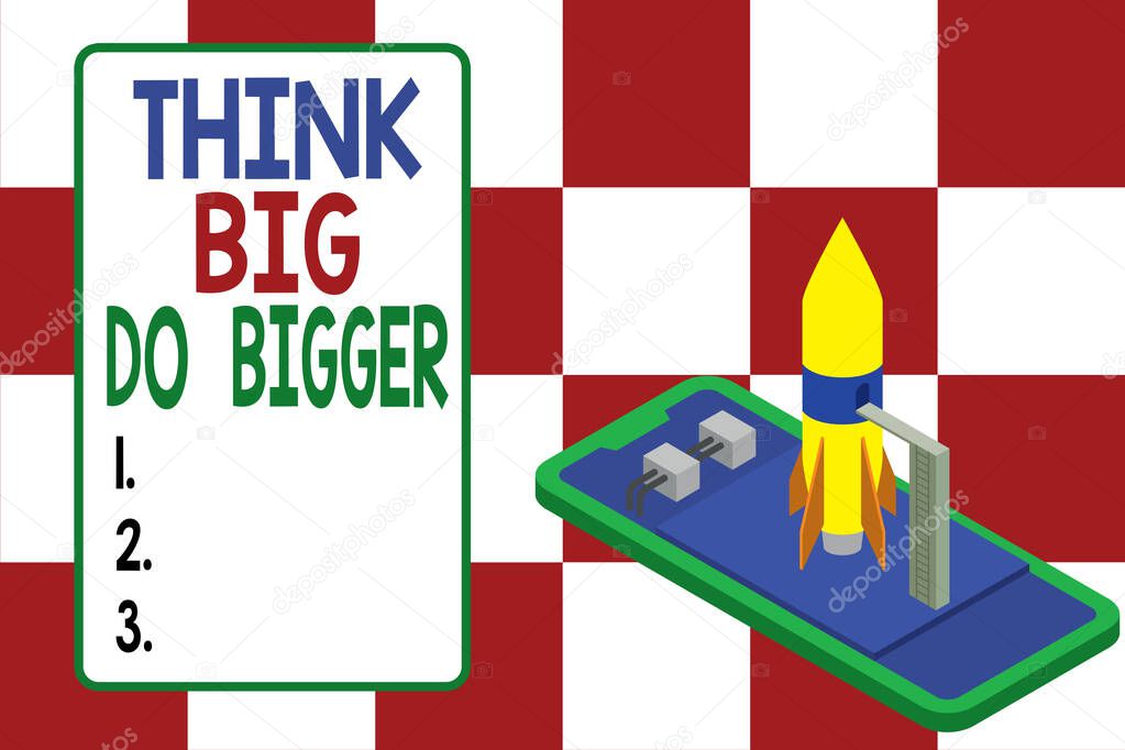 Escritura de texto a mano Think Big Do Bigger. Concepto que significa ...