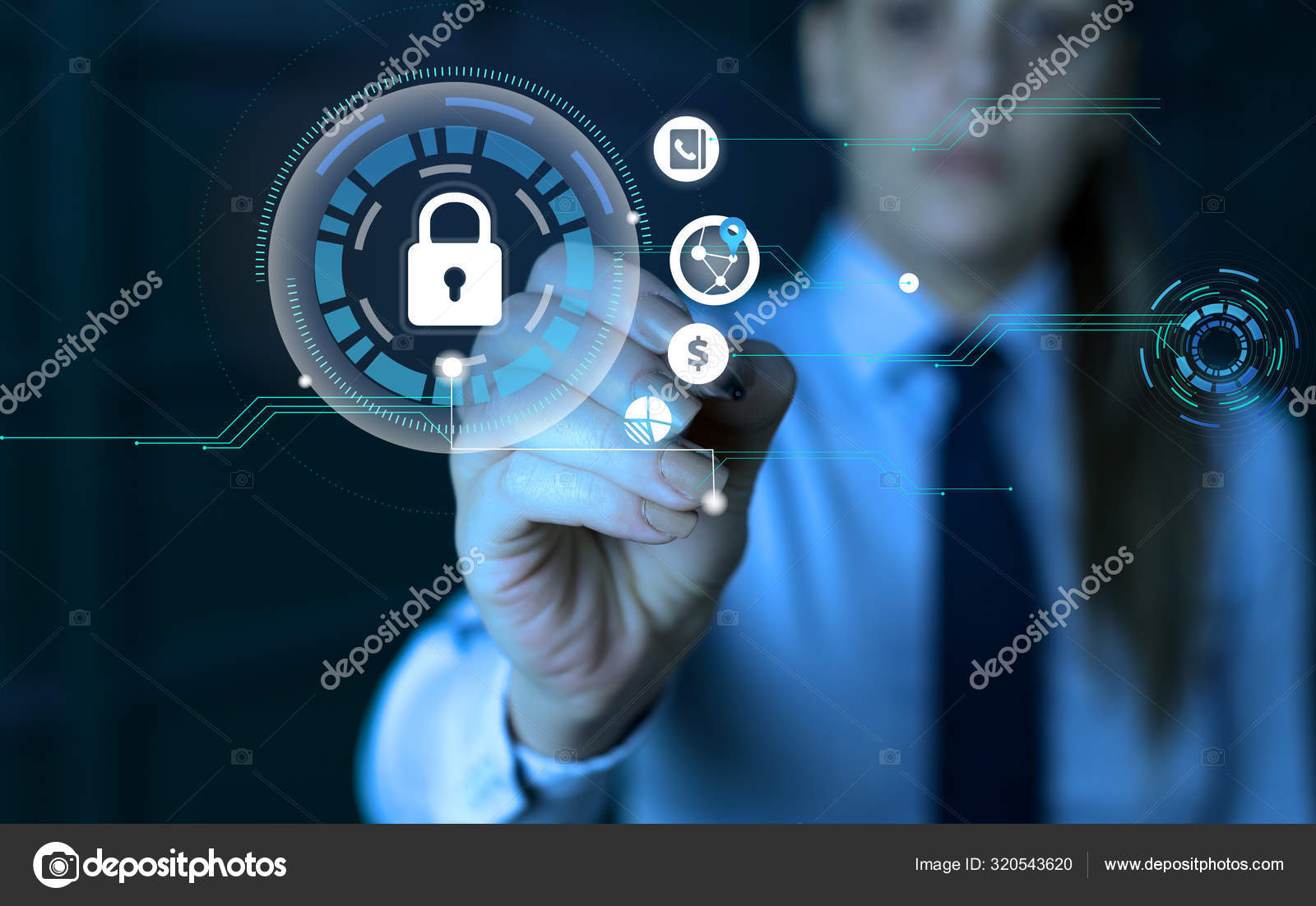 Female human presenting a presentation using the latest sophisticated ...