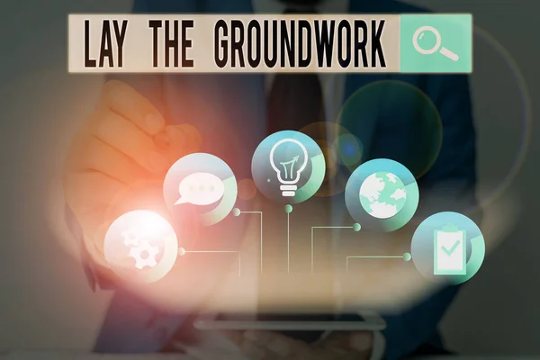 Word writing text Lay The Groundwork. Business concept for Preparing ...