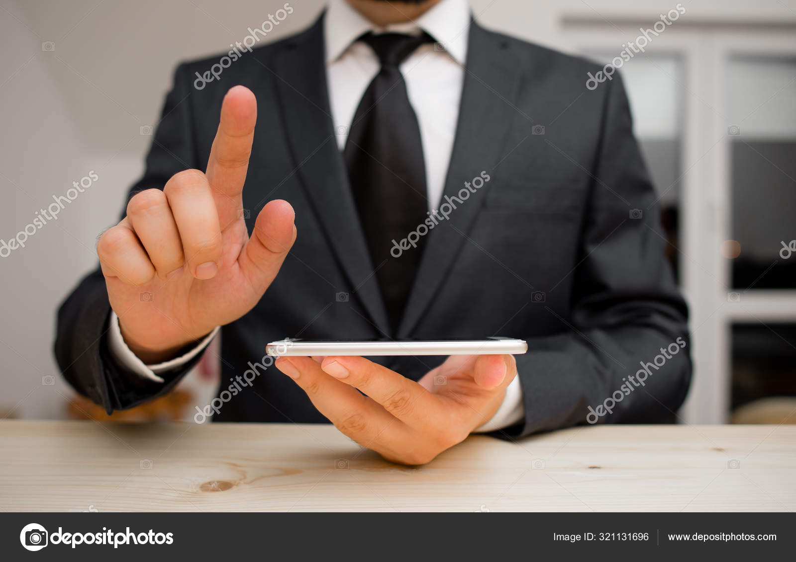 Male human wear formal working clothes presenting presentation of high ...