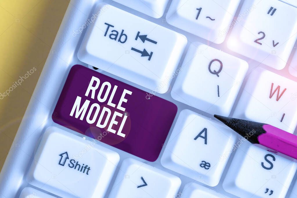 Texto de escritura de palabras Modelo de rol. Concepto de negocio para una demostración vista ...