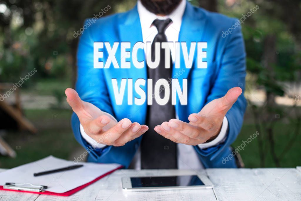 Signo de texto mostrando Visión Ejecutiva. La foto conceptual inspira a ...
