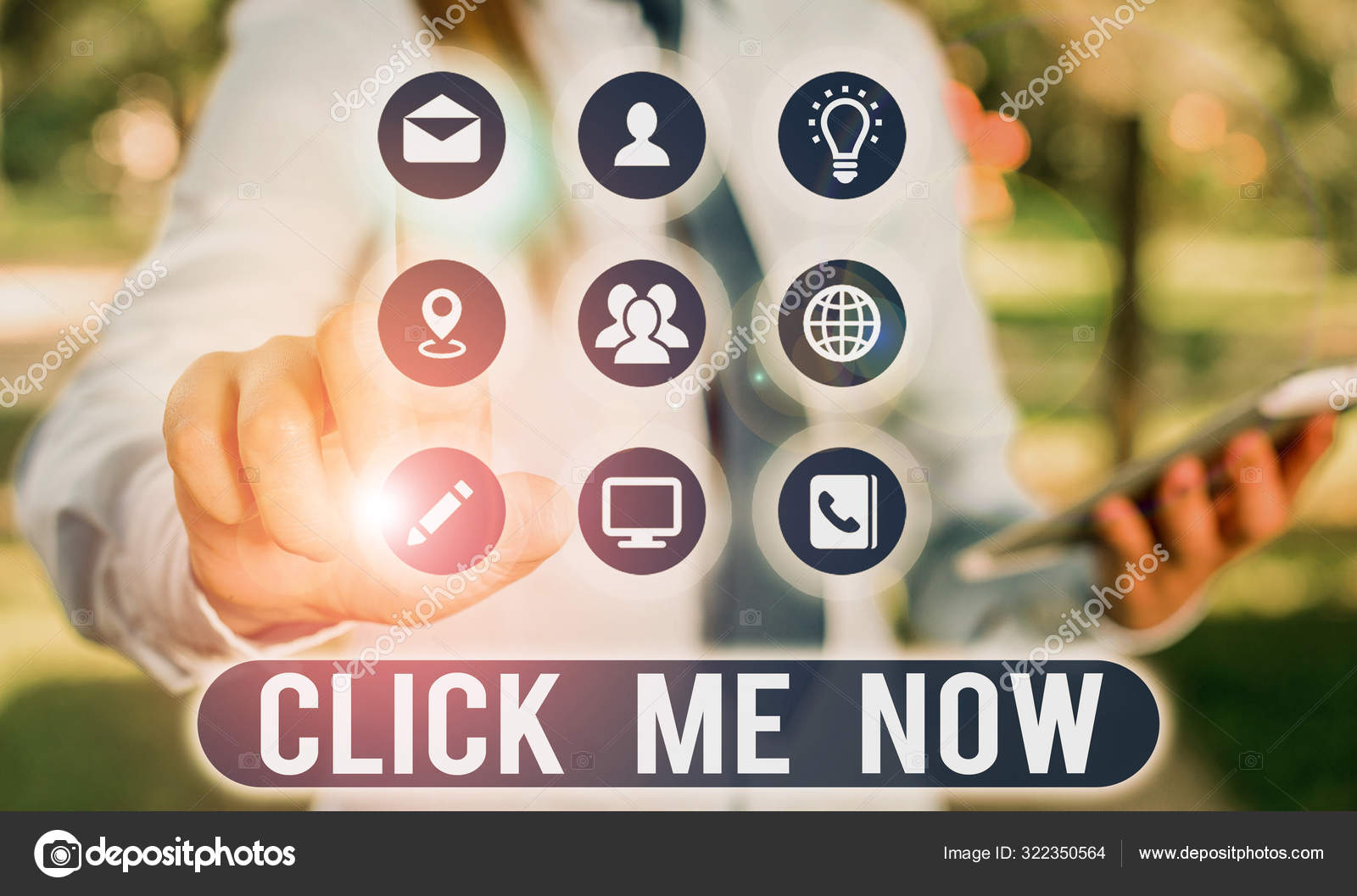 Text sign showing Click Me Now. Conceptual photo Internet helping desk ...