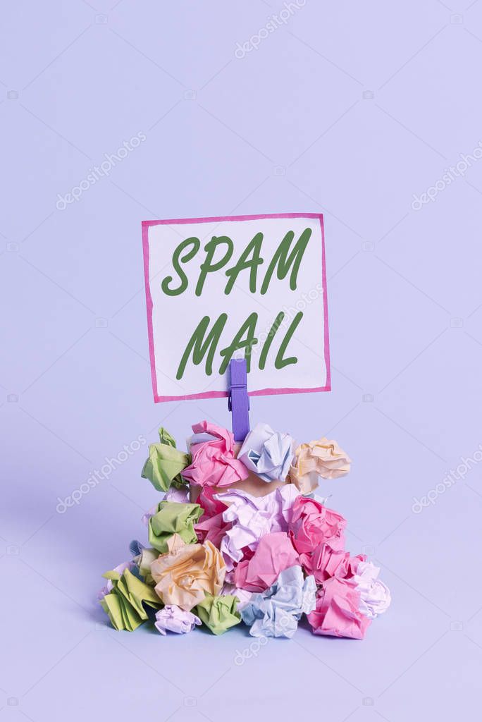 Texto de escritura Spam Mail. Concepto significado Publicidad intrusiva ...