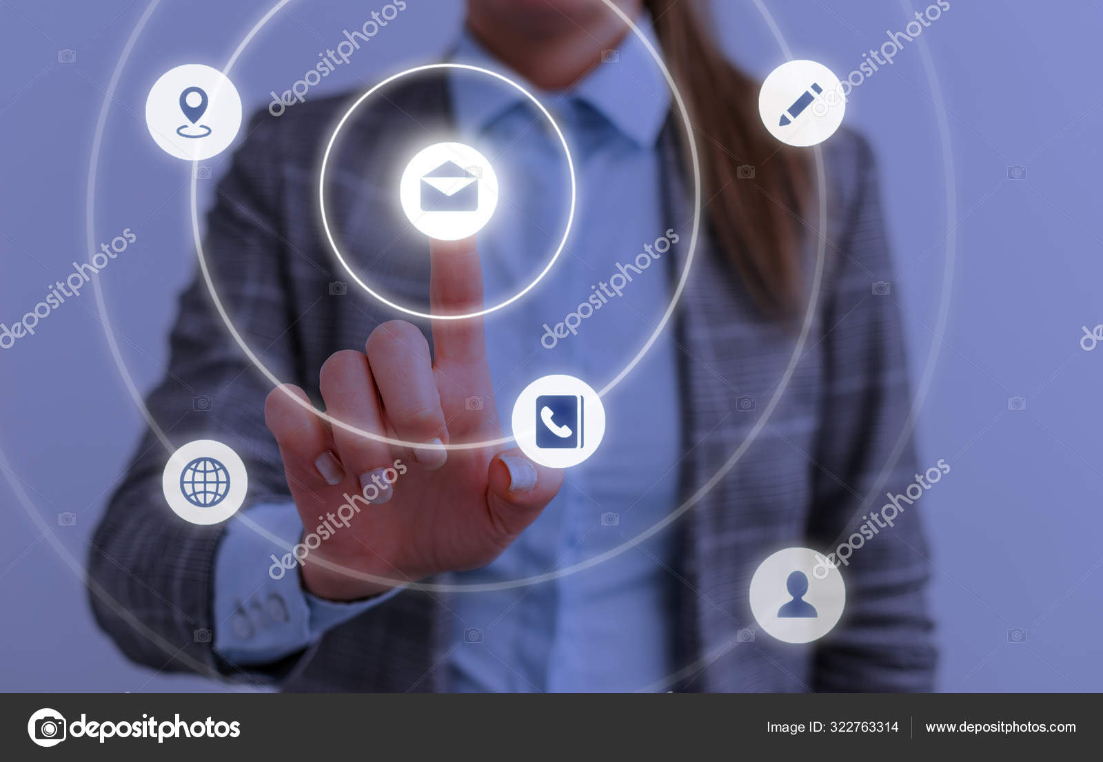 Female human presenting a presentation using the latest sophisticated ...