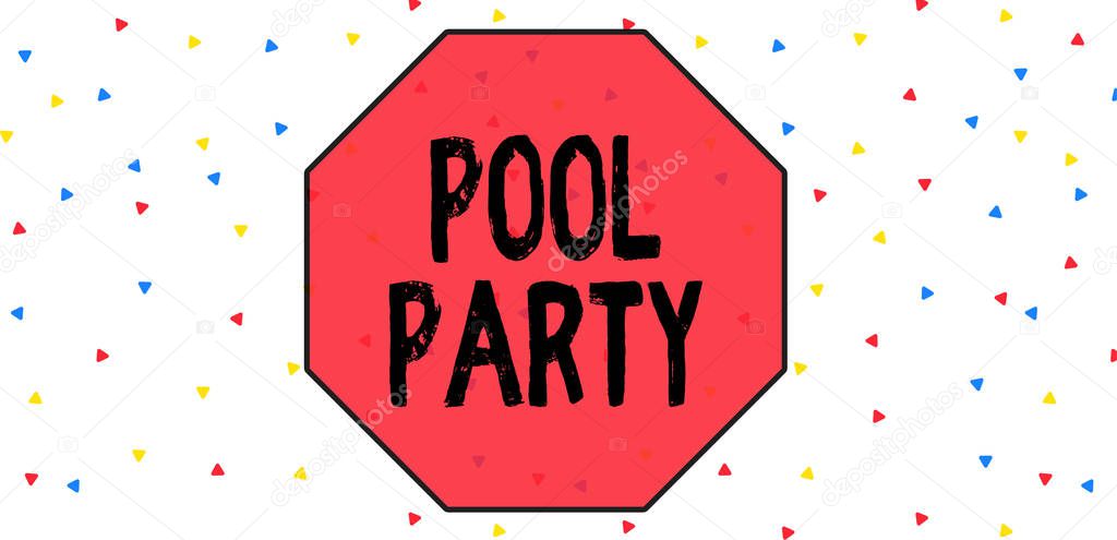Escritura a mano conceptual mostrando Pool Party. Celebración del texto ...
