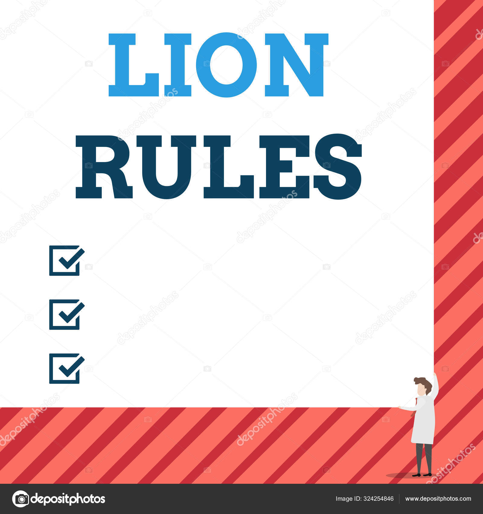 Handwriting text Lion Rules. Concept meaning epitome of strength power ...