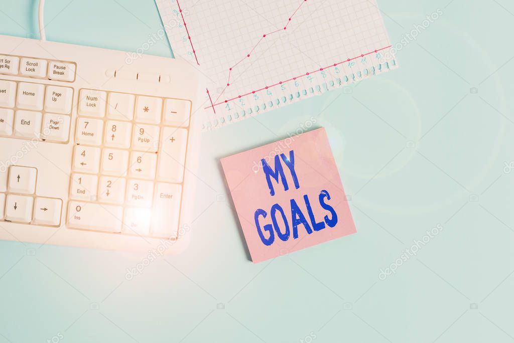Escritura manual conceptual que muestra Mis Metas. Foto de negocios ...