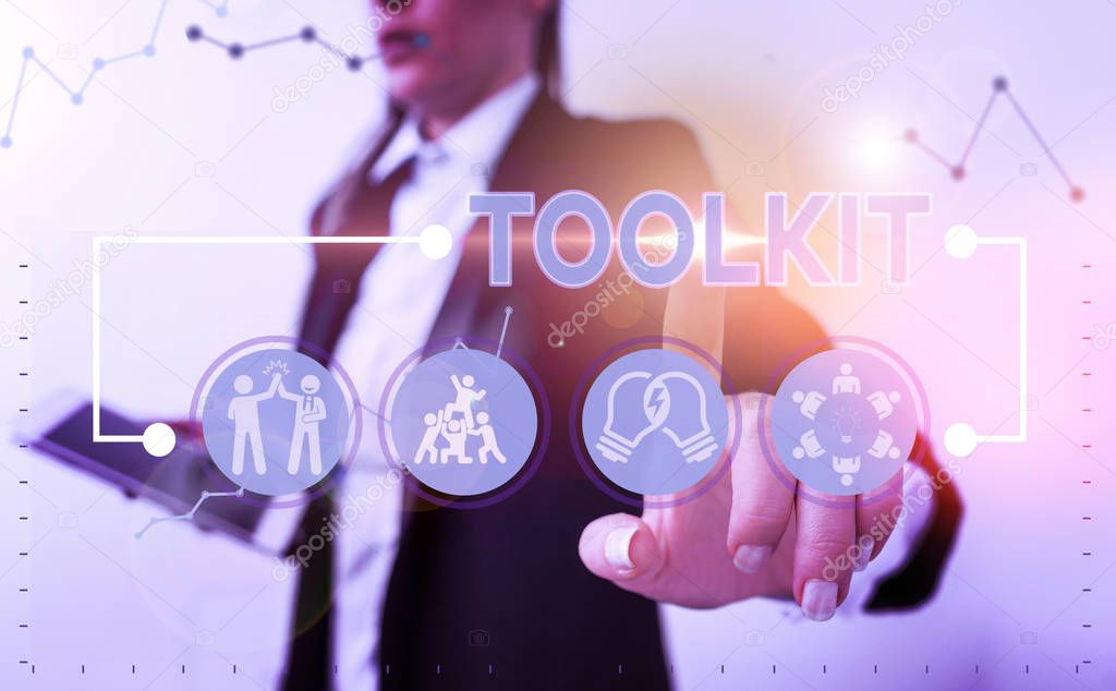 Texto de escritura de palabras Toolkit. Concepto de negocio para el conjunto de herramientas ...