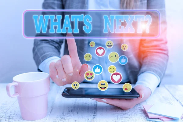 Handwriting text What S Next Question. Concept meaning asking ...