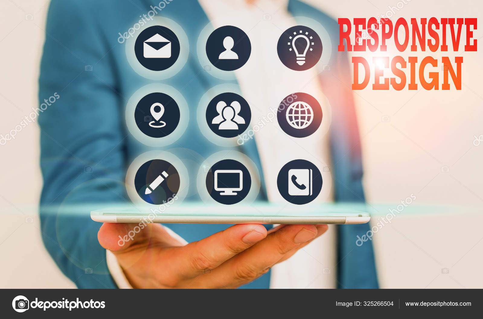 Handwriting text writing Responsive Design. Concept meaning web page creation that makes use of ...