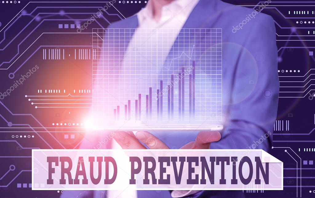 Escritura manual conceptual que muestra la prevenci n del fraude. Foto de negocios mostrando el ...