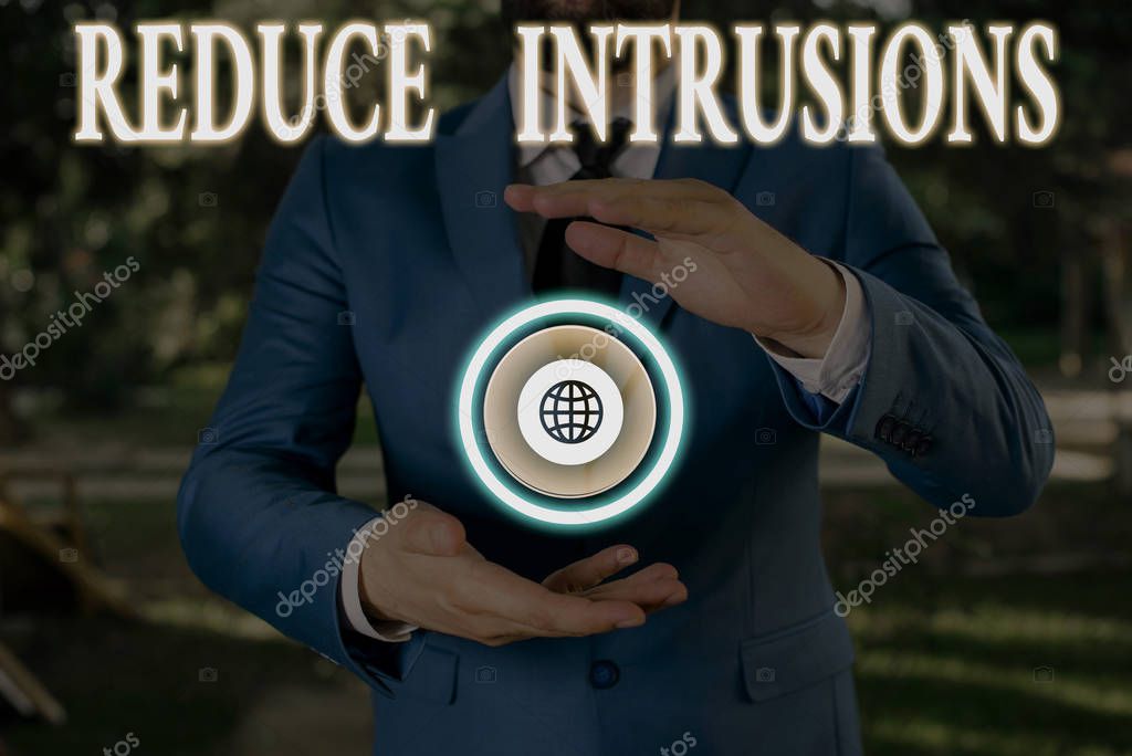 Escritura a mano Reducir intrusiones. Concepto que significa una ...