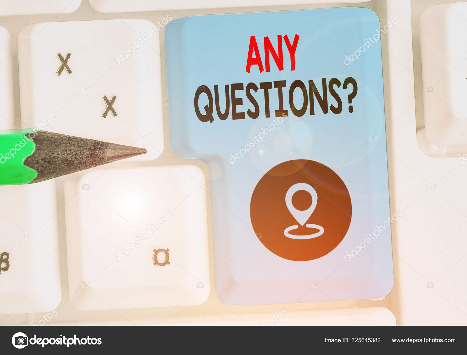 Writing note showing Any Questions Question. Business photo showcasing ...