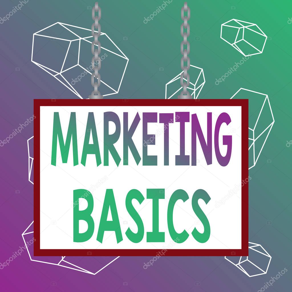 Texto de escritura de palabras Conceptos básicos de marketing. Concepto de negocio para ...