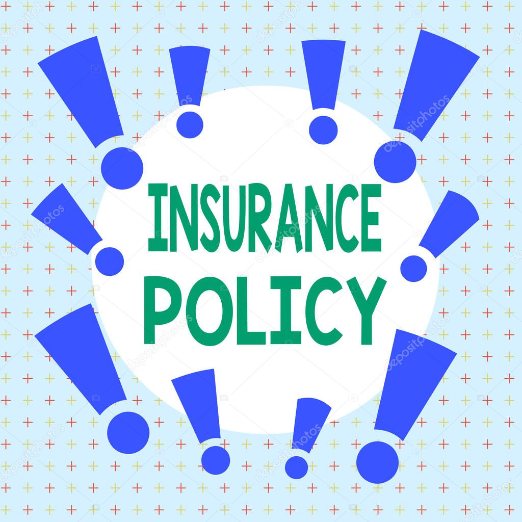 Signo de texto que muestra la póliza de seguro. Documento fotográfico ...
