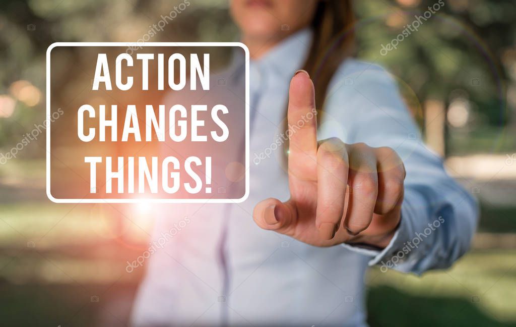 Escribir texto a mano Acción Cambia las cosas. Concepto que significa ...