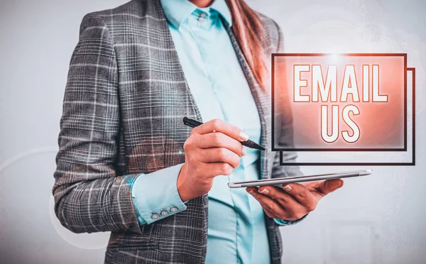 Word writing text Email Us. Business concept for Sending a commercial ...