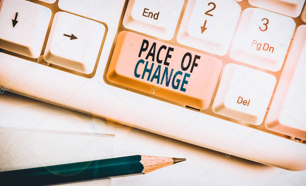 Texto de escritura de palabras Pace Of Change. Concepto de negocio para ...