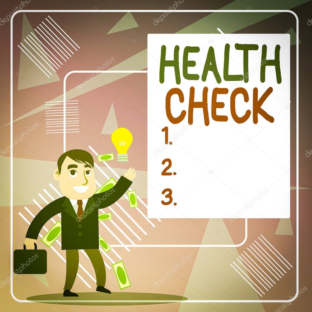 Texto de escritura de palabras Health Check. Foto de negocios que ...