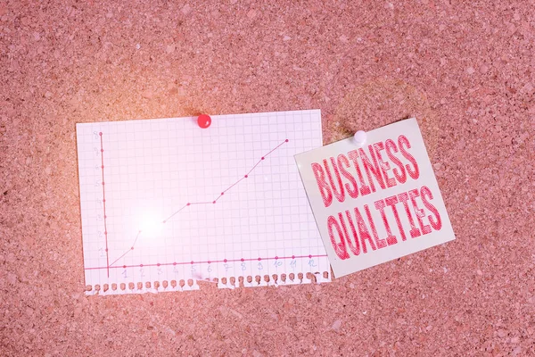 Text sign showing Business Qualities. Business photo showcasing meeting ...
