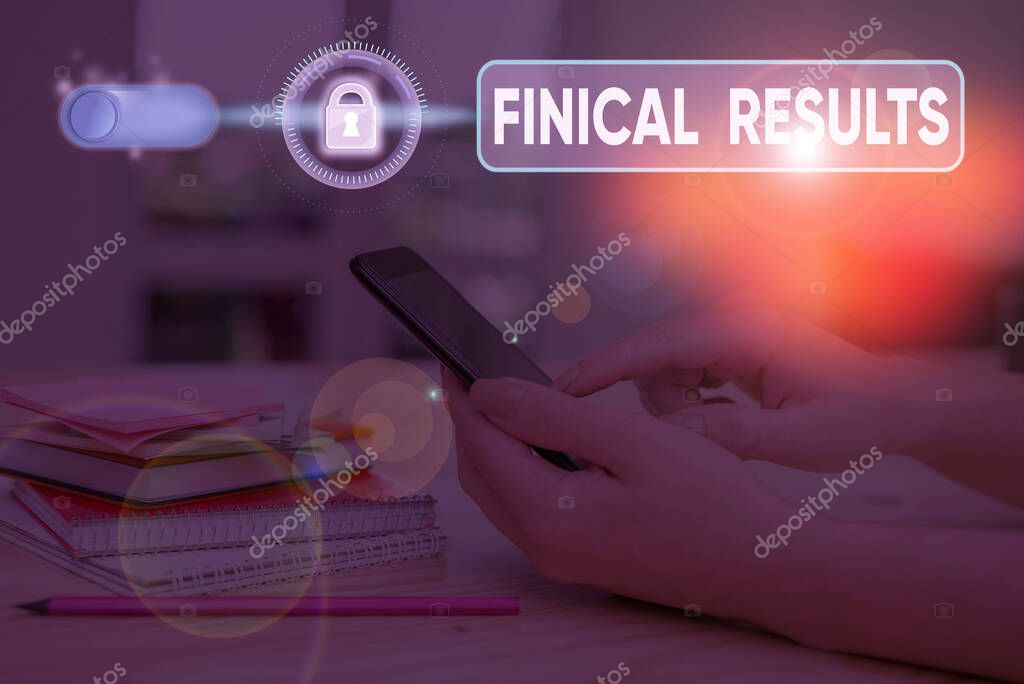 Escritura a mano de texto Resultados Finales. Concepto que significa ...