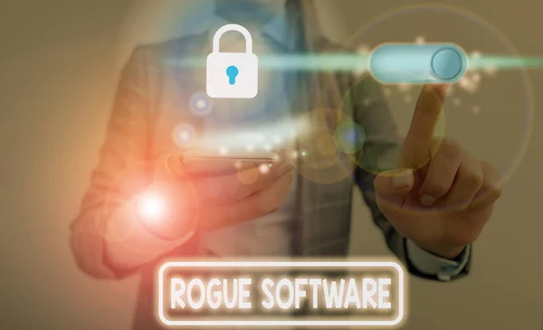 Texto manuscrito Rogue Software. Concepto que significa tipo de malware ...