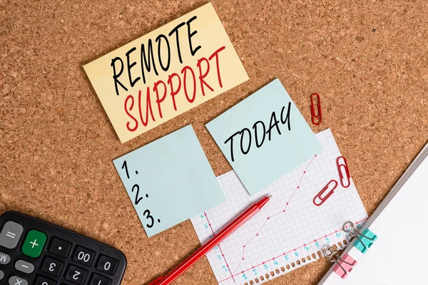 Handwriting text Remote Support. Concept meaning help endusers to solve ...