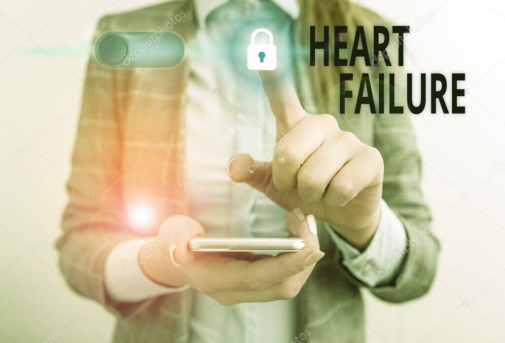 Signo de texto que muestra insuficiencia cardíaca. Foto conceptual el ...