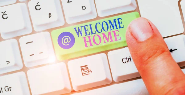 Text sign showing Welcome Home. Conceptual photo a reception usually ...