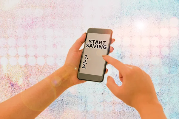 Handwriting text writing Start Saving. Concept meaning money that a ...