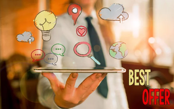 Conceptual hand writing showing Best Offer. Business photo text great ...