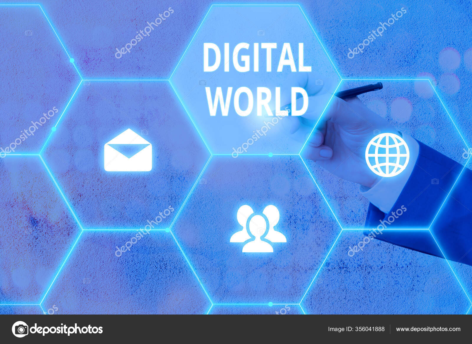 Handwriting text writing Digital World. Concept meaning Inter connected ...