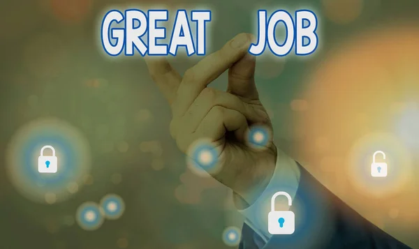Conceptual hand writing showing Great Job. Business photo text used ...