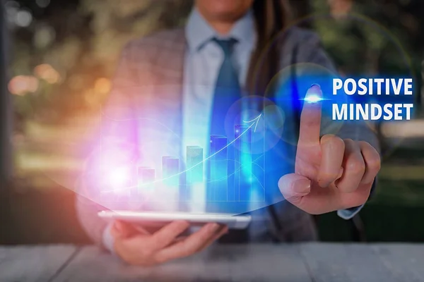 Writing note showing Positive Mindset. Business photo showcasing mental ...