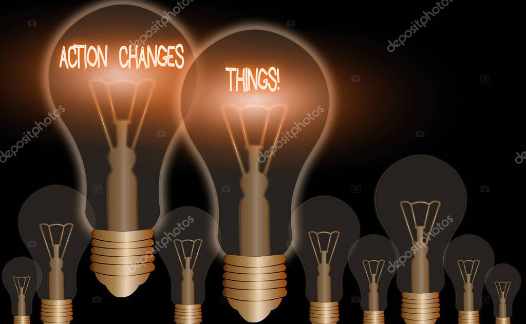 Texto de escritura de palabras Acción Cambia las cosas. Concepto de ...